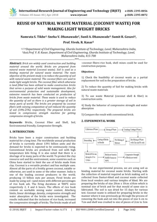 IRJET- Reuse of Natural Waste Material (Coconut Waste) for Making Light ...