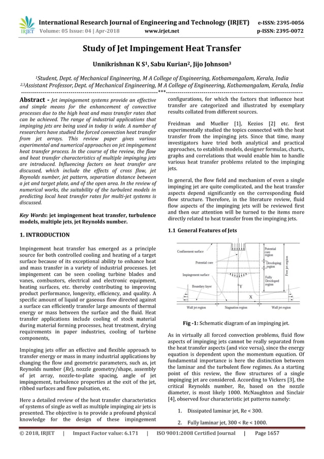 IRJET- Study of Jet Impingement Heat Transfer | PDF IRJET- Study of Jet Impingement Heat Transfer | PDF