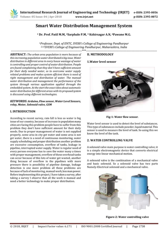 IRJET- Smart Water Distribution Management System | PDF