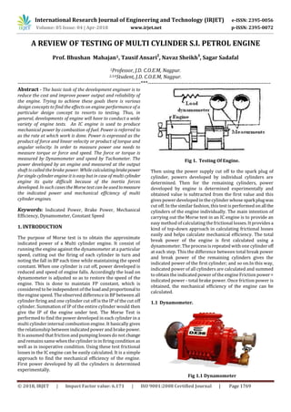 IRJET- A Review of Testing of Multi Cylinder S.I. Petrol Engine | PDF