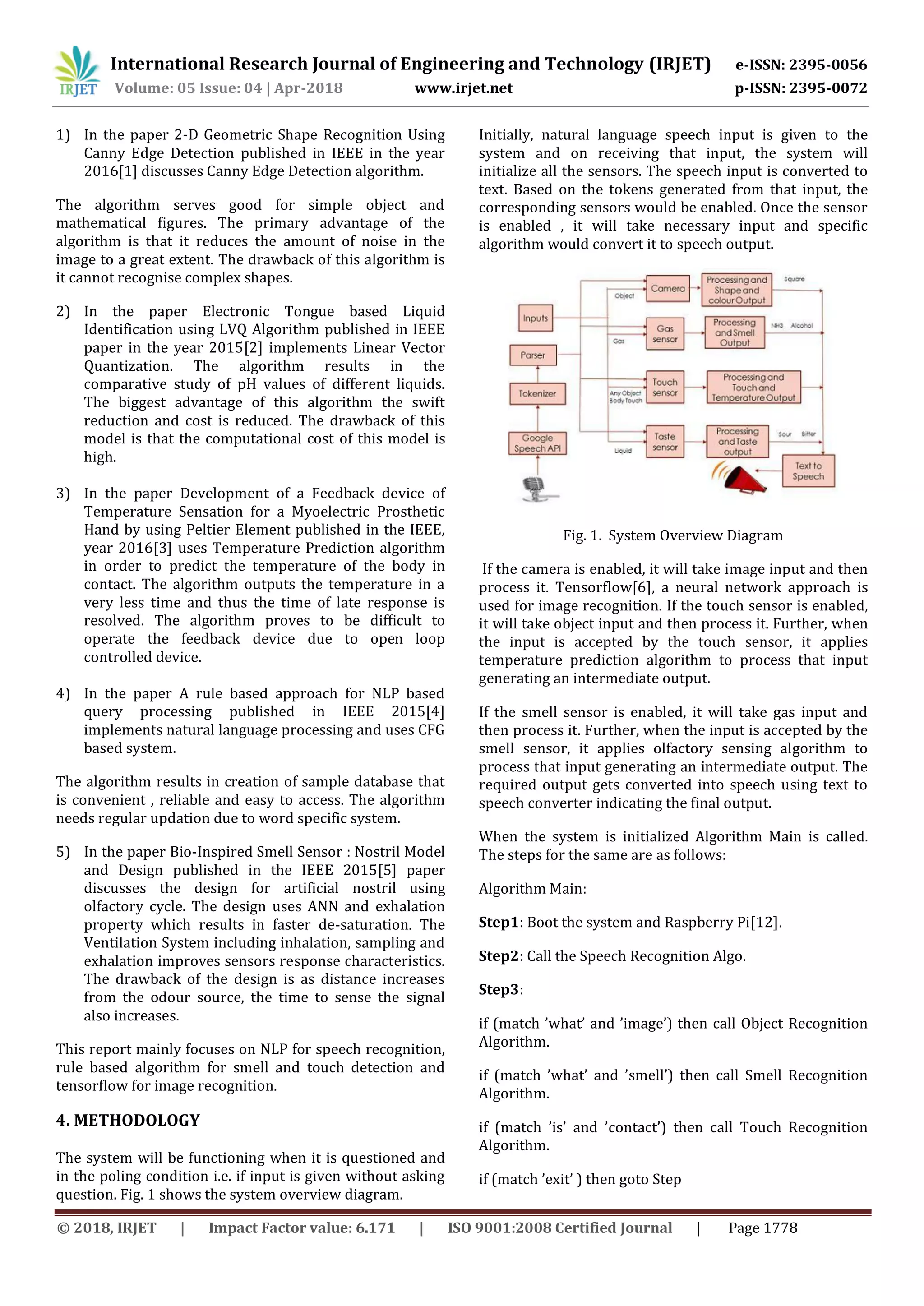 IRJET- Sensorium: A Bot for Human Sensory System | PDF