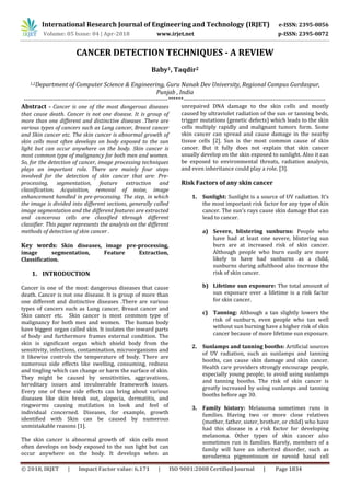 IRJET- Cancer Detection Techniques - A Review | PDF