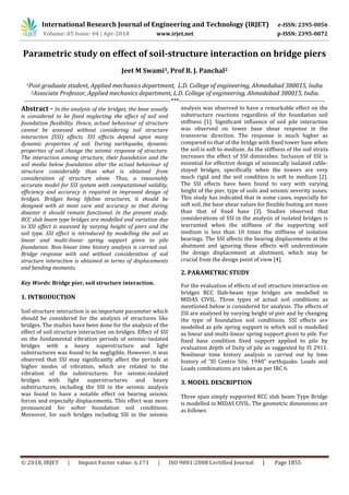 IRJET- Parametric Study on Effect of Soil-Structure Interaction on Bridge Piers | PDF