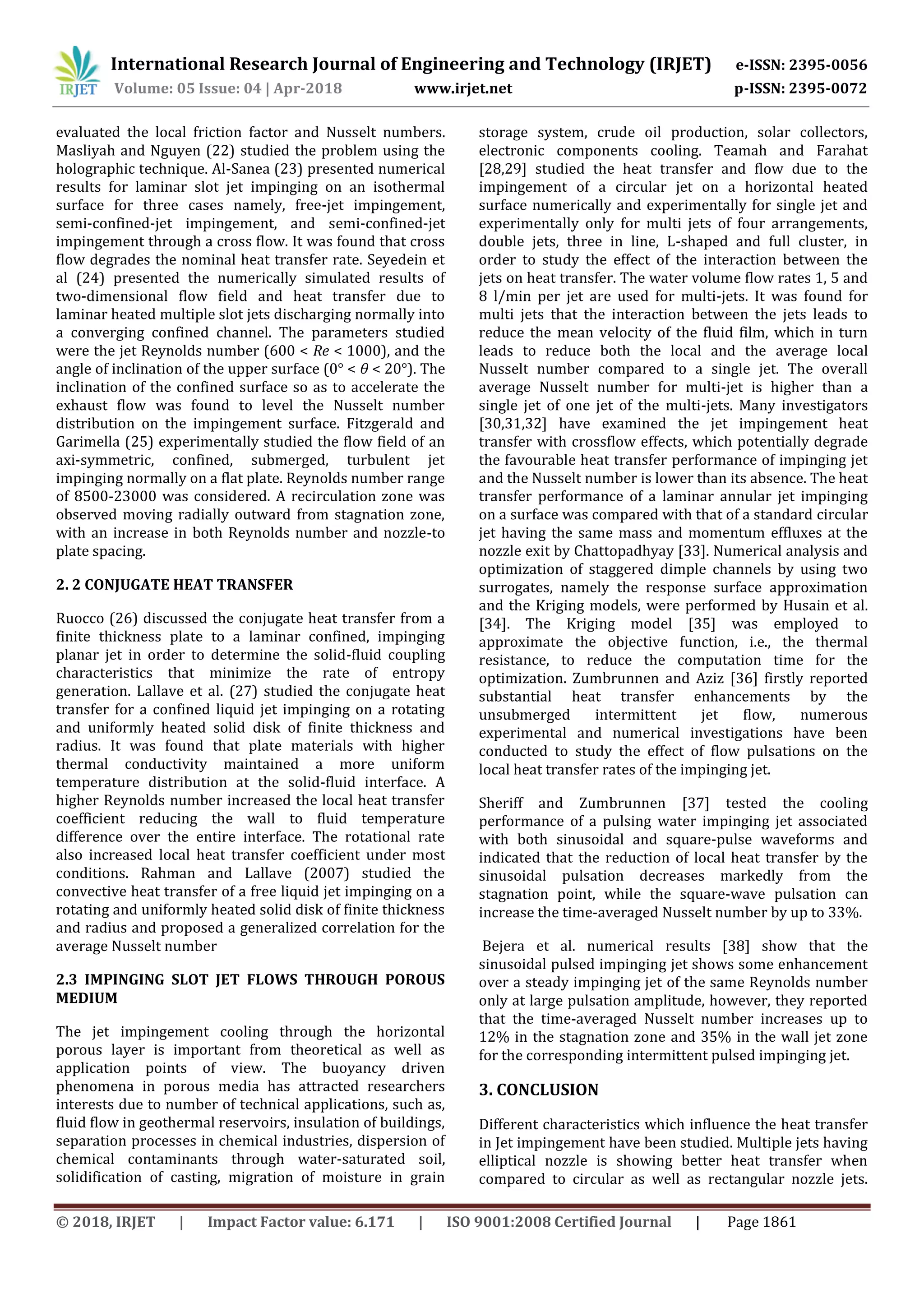 IRJET- Jet Impingement Heat Transfer – A Review | PDF IRJET- Jet Impingement Heat Transfer – A Review | PDF