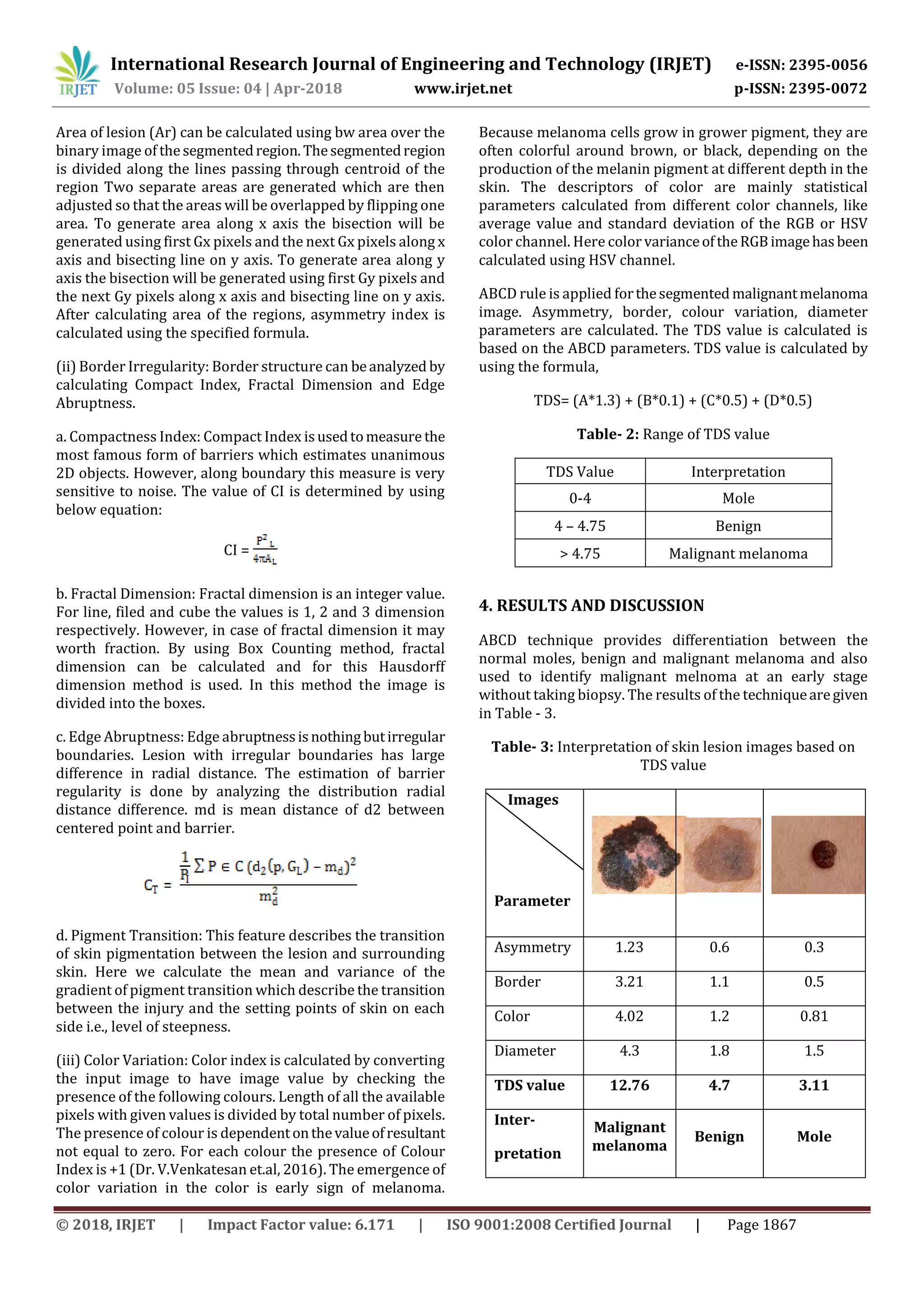 Irjet Analysis Of Skin Cancer Using Abcd Technique Pdf