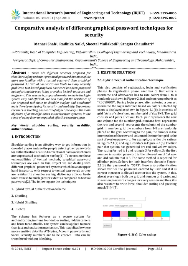 IRJET- Comparative Analysis of Different Graphical Password Techniques ...