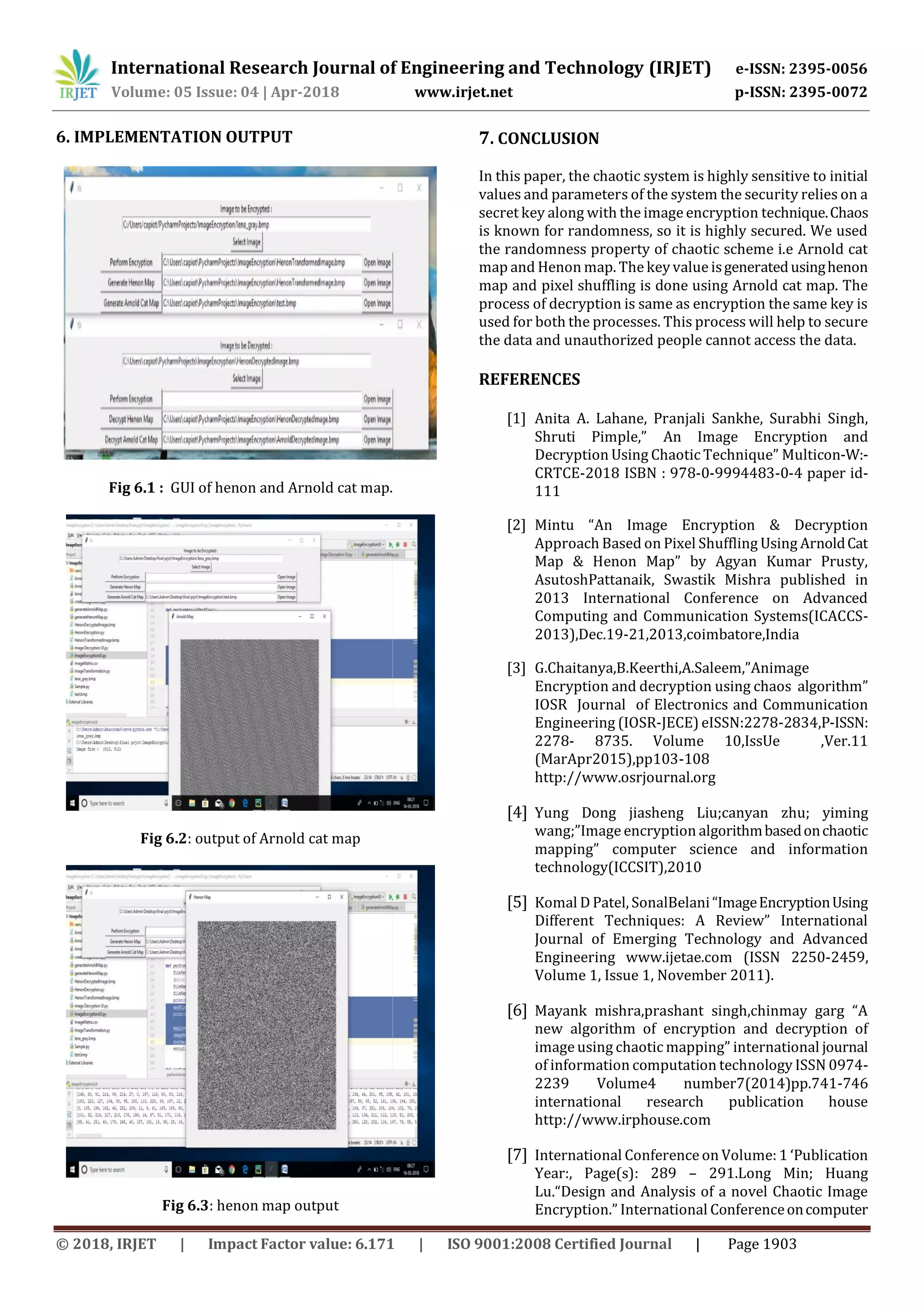 IRJET- An Image Cryptography using Henon Map and Arnold Cat Map | PDF