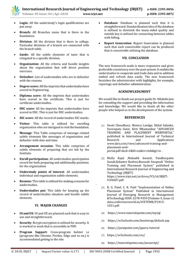 IRJET- Placemate - Sakec Portal | PDF | Web Design and HTML | Internet