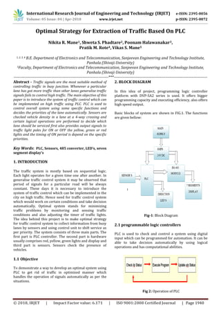 IRJET- Optimal Strategy for Extraction of Traffic Based on PLC | PDF