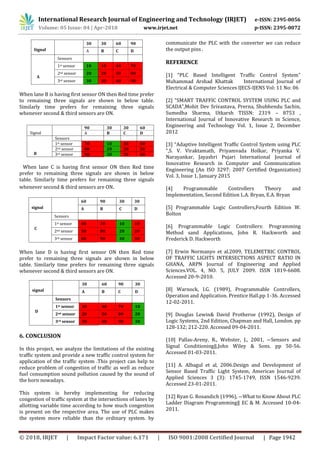 IRJET- Optimal Strategy for Extraction of Traffic Based on PLC | PDF