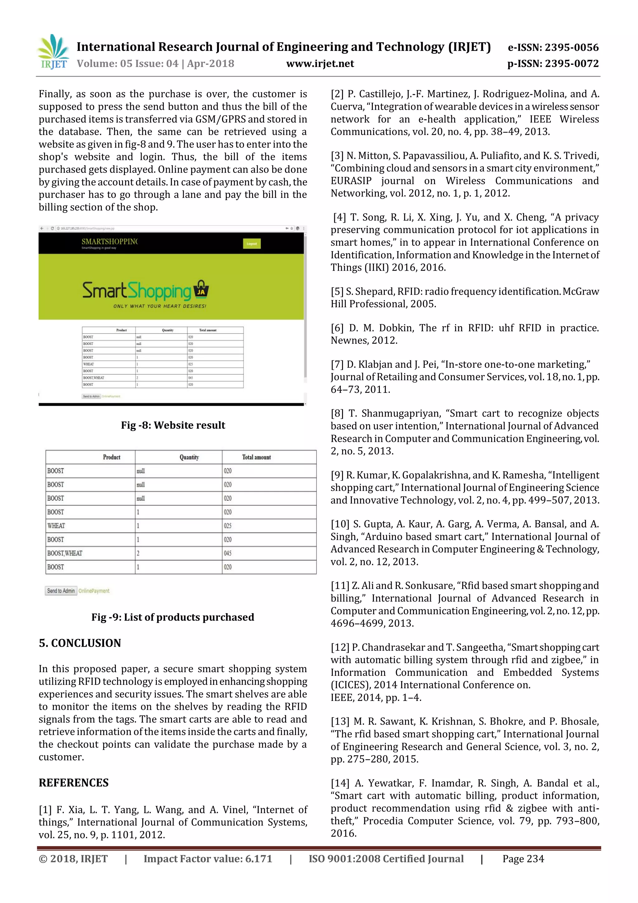 IRJET- Smart Trolley System for Automated Billing using RFID and IoT ...