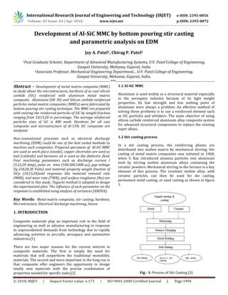 IRJET- Development of Al-Sic MMC by Bottom Pouring Stir Casting and Parametric Analysis on EDM | PDF