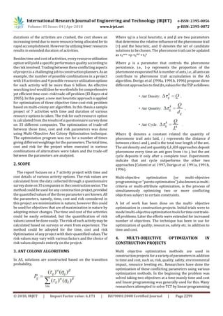 Time-cost-risk optimization in construction work by using ant colony algorithm | PDF