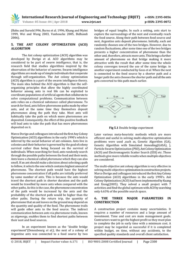 Time Cost Risk Optimization In Construction Work By Using Ant Colony Algorithm Pdf