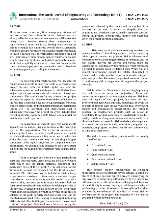 Time Cost Risk Optimization In Construction Work By Using Ant Colony Algorithm Pdf