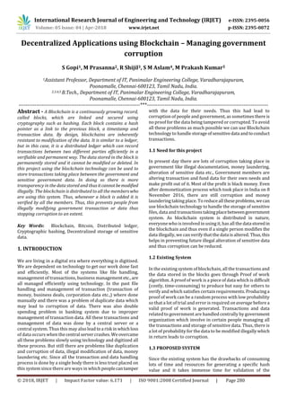 IRJET- Decentralized Applications using Blockchain – Managing ...