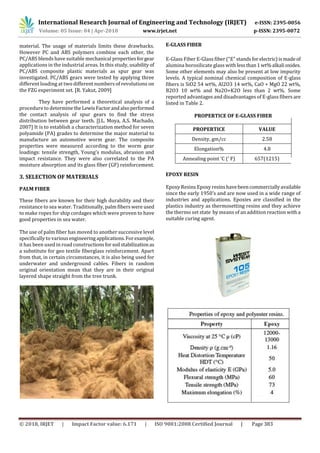 IRJET- Design and Analysis of Spur Gear by using Palm Fibre and E-Glass ...
