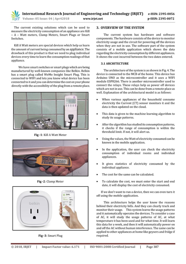 IRJET- Measuring Electricity Consumption of Appliances and Monitoring them using IoT and Machine ...