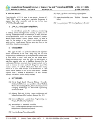 IRJET- Amphibian Spy Robot for Continuous Monitoring | PDF