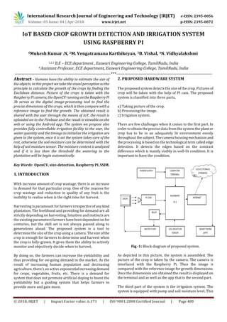 IRJET- IoT Based Crop Growth Detection and Irrigation System using Raspberry PI | PDF