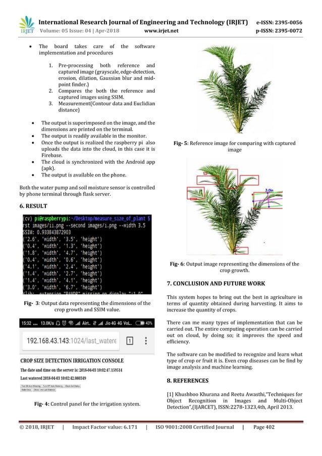 IRJET- IoT Based Crop Growth Detection and Irrigation System using Raspberry PI | PDF