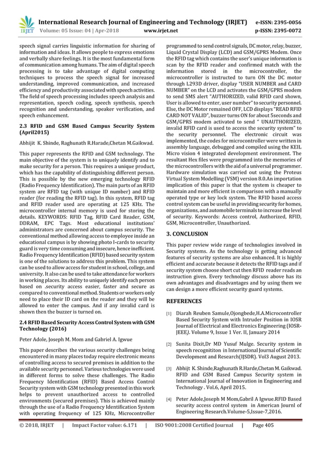 IRJET- RFID Based Security Guard System using GSM | PDF