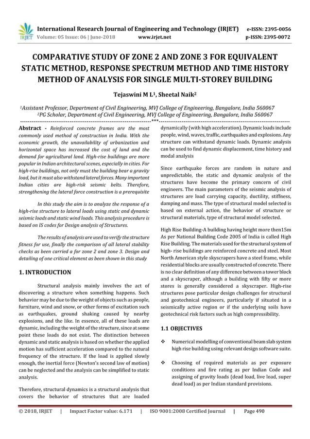 IRJET- Comparative Study of Zone 2 and Zone 3 for Equivalent Static Method, Response Spectrum ...