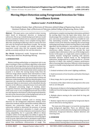 IRJET- Moving Object Detection using Foreground Detection for Video Surveillance System | PDF ...