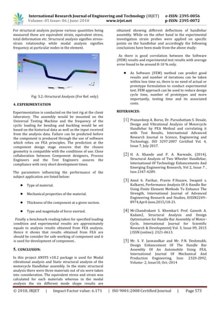 IRJET- Design Analysis & Optimization of Two Wheeler Handlebar | PDF