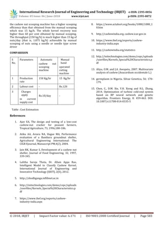 IRJET- Design & Development of Cashew Nut Scooping Machine | PDF