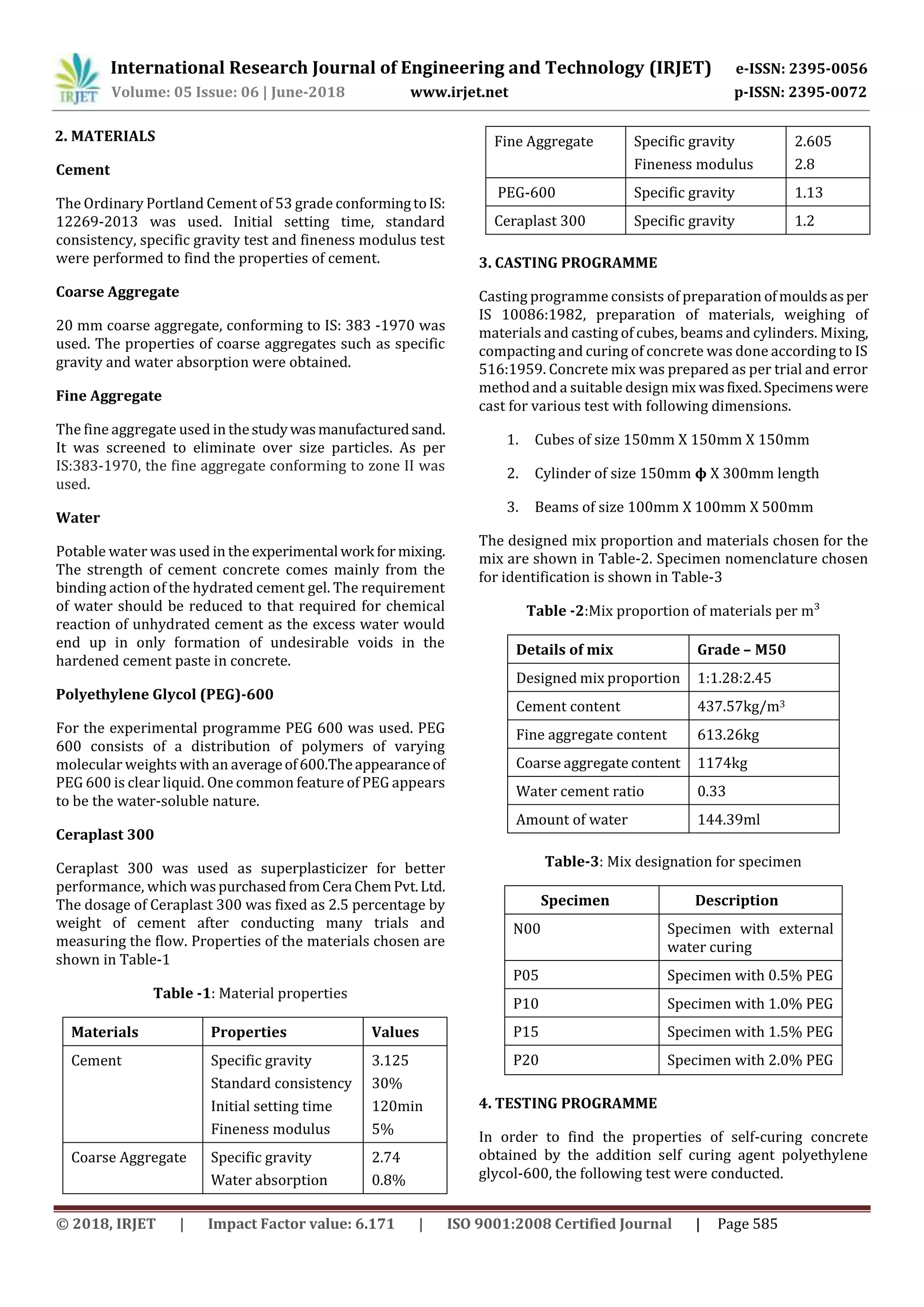 IRJET-Mechanical Properties of Self Curing Concrete Incorporating ...