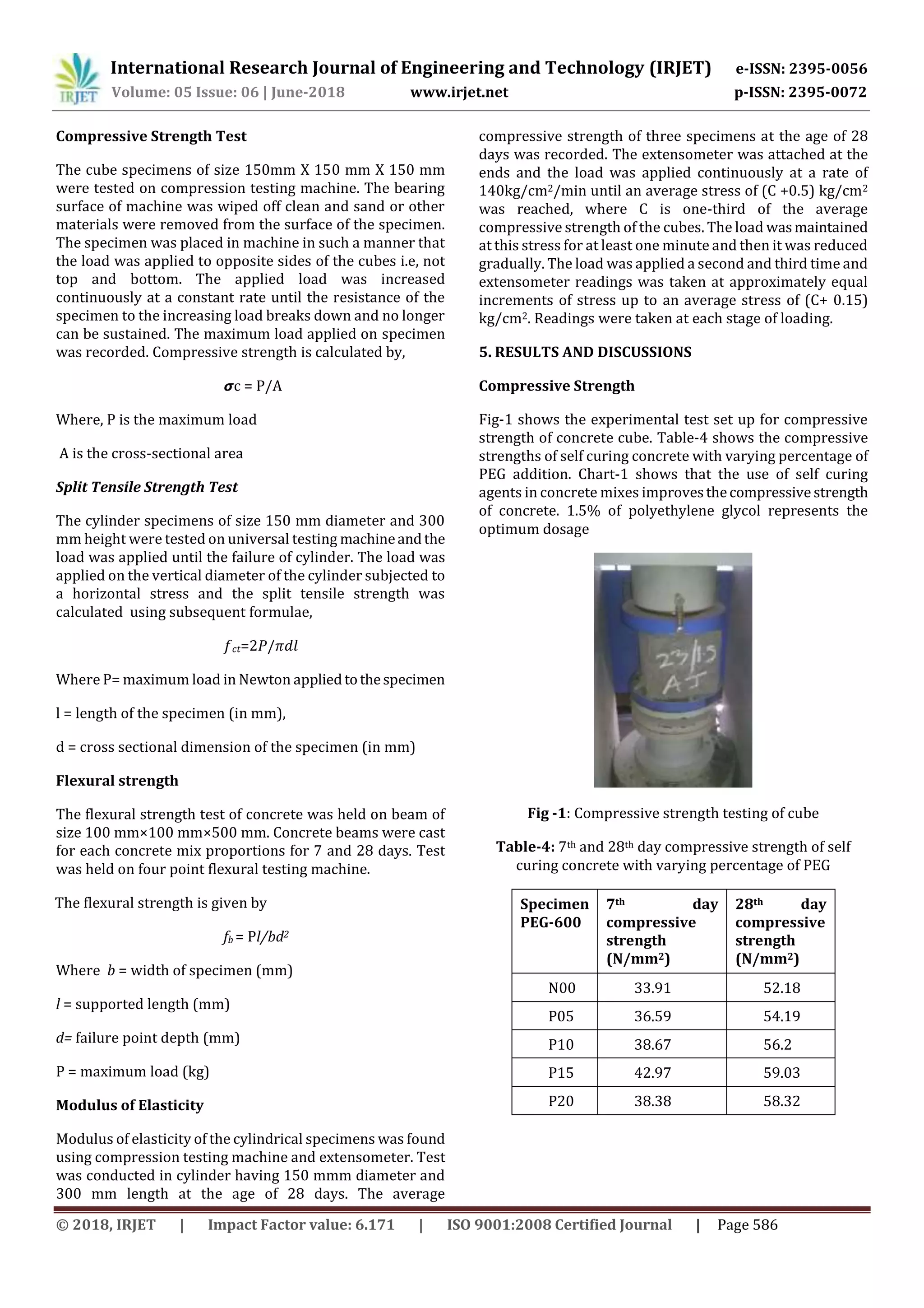 IRJET-Mechanical Properties of Self Curing Concrete Incorporating ...