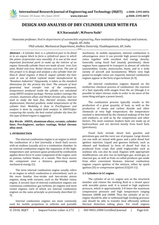 IRJET- Design and Analysis of Dry Cylinder Liner with FEA | PDF