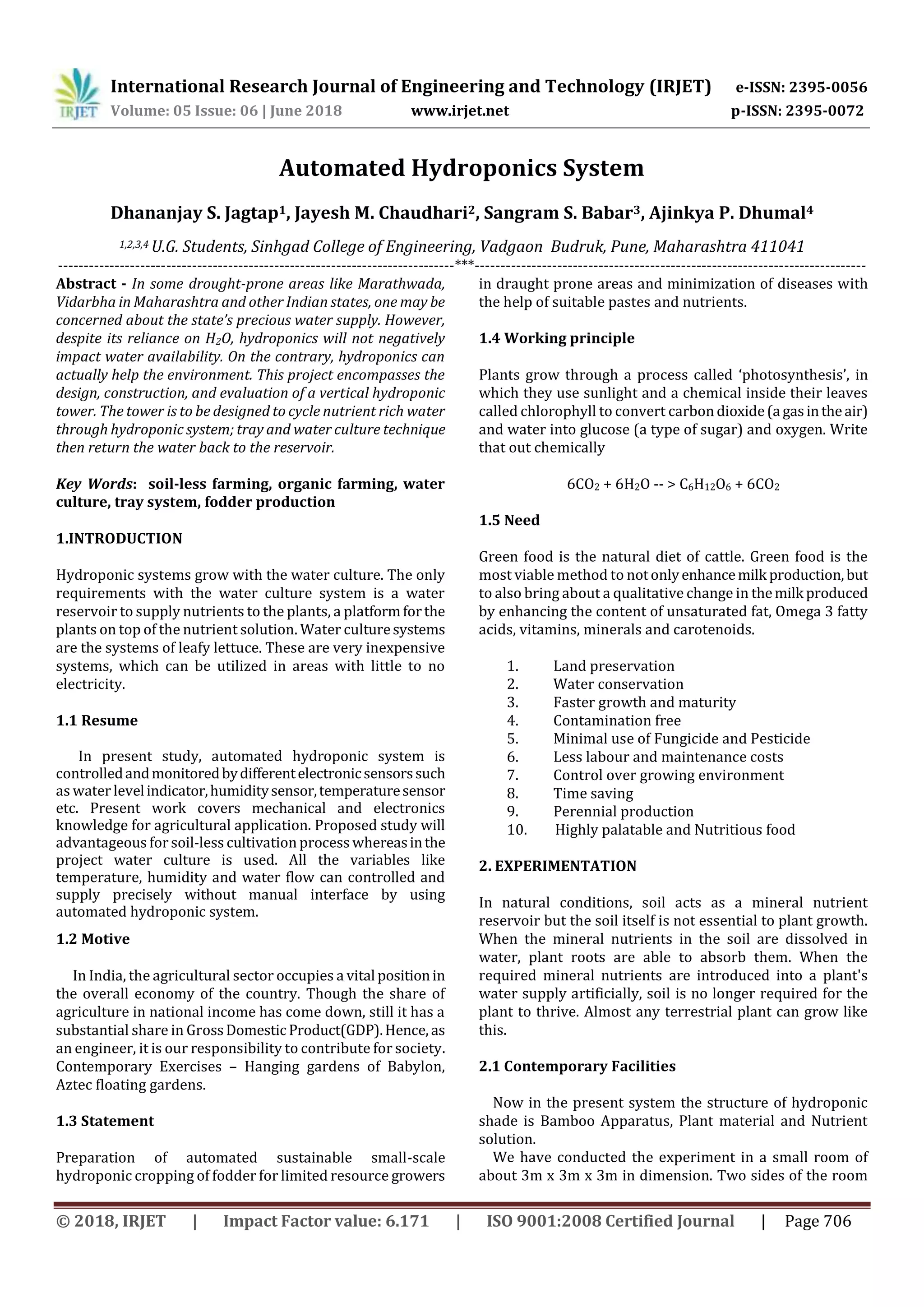 IRJET- Automated Hydroponics System | PDF