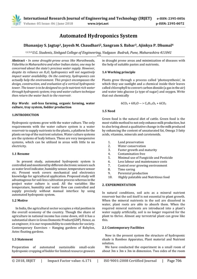 IRJET- Automated Hydroponics System | PDF