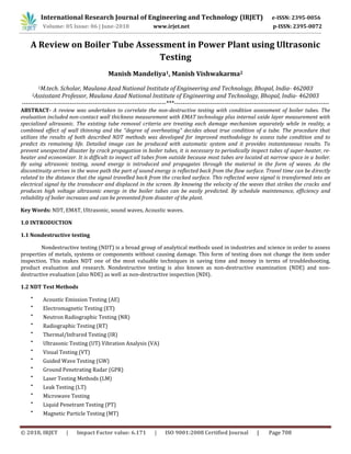 IRJET- A Review on Boiler Tube Assessment in Power Plant using ...