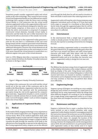 IRJET-A Survey on Augmented Reality Technologies and Applications | PDF