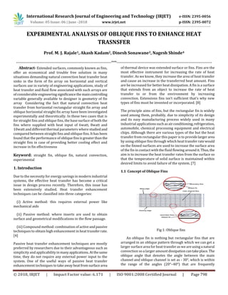 IRJET- Experimental Analysis of Oblique Fins to Enhance Heat Trasnsfer ...