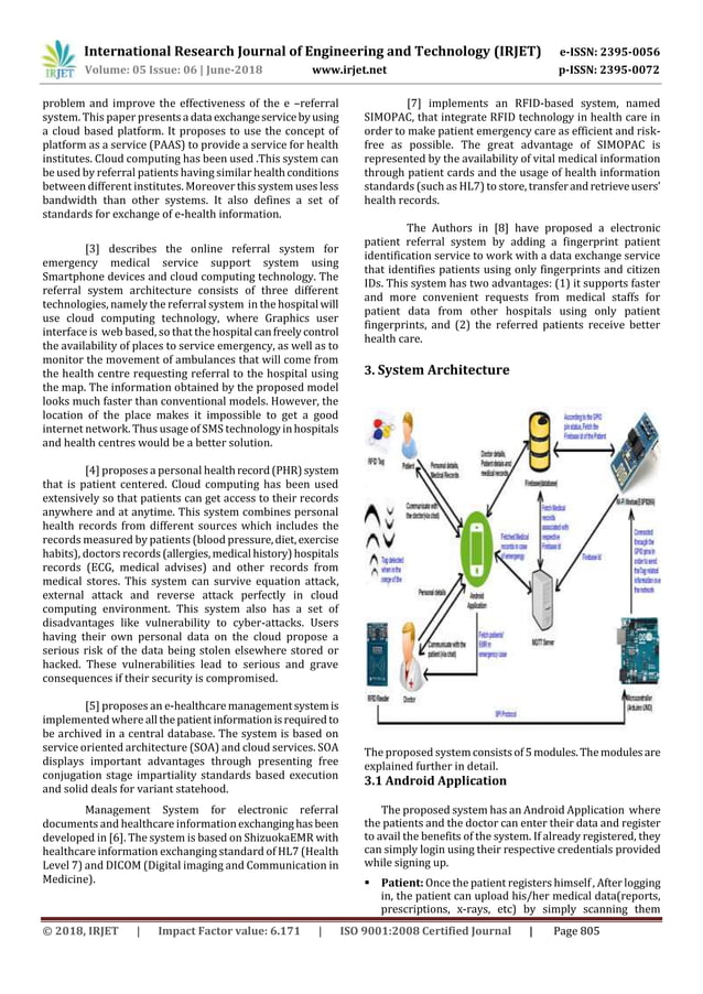 IRJET-Cloud based Patient Referral System with RFID Based Clinical ...