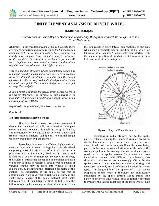IRJET-Finite Element Analysis of Bicycle Wheel | PDF | Cycling | Sports