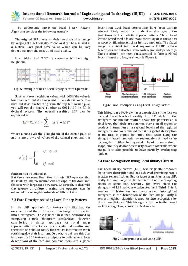 IRJET- A Review on Face Recognition using Local Binary Pattern Algorithm | PDF