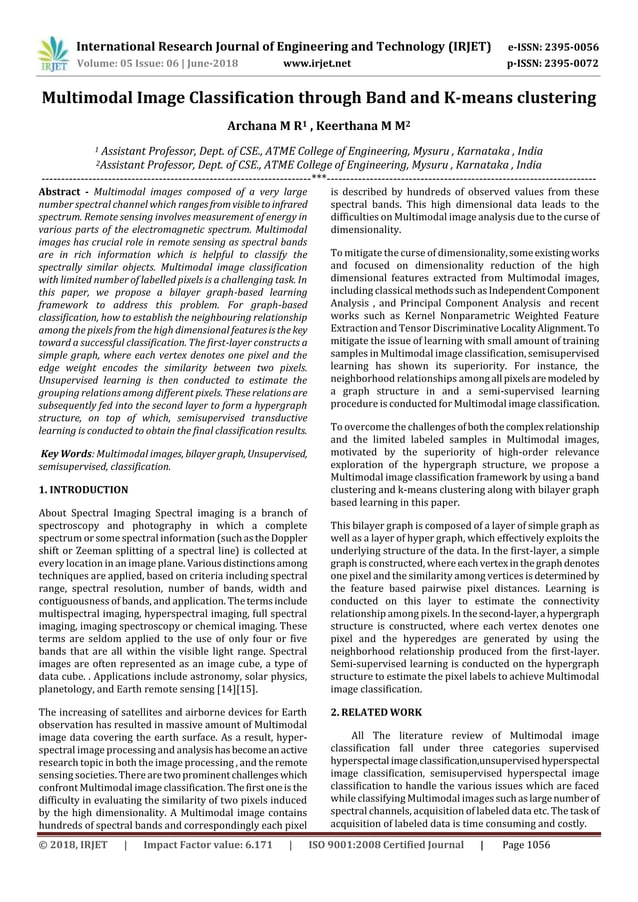 IRJET-Multimodal Image Classification through Band and K-Means Clustering | PDF
