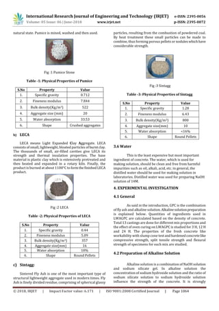 IRJET-An Experimental Study on Effect of Partial Replacement of Normal ...