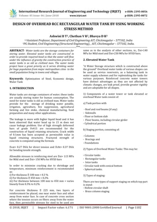 IRJET- Design of Overhead RCC Rectangular Water Tank by using Working ...