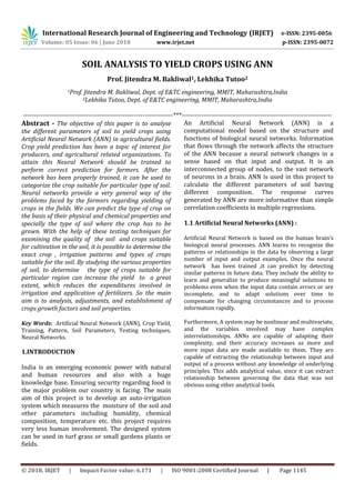 IRJET-Soil Analysis to Yield Crops using ANN | PDF | Agriculture ...