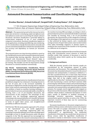 IRJET- Automated Document Summarization and Classification using Deep Learning | PDF