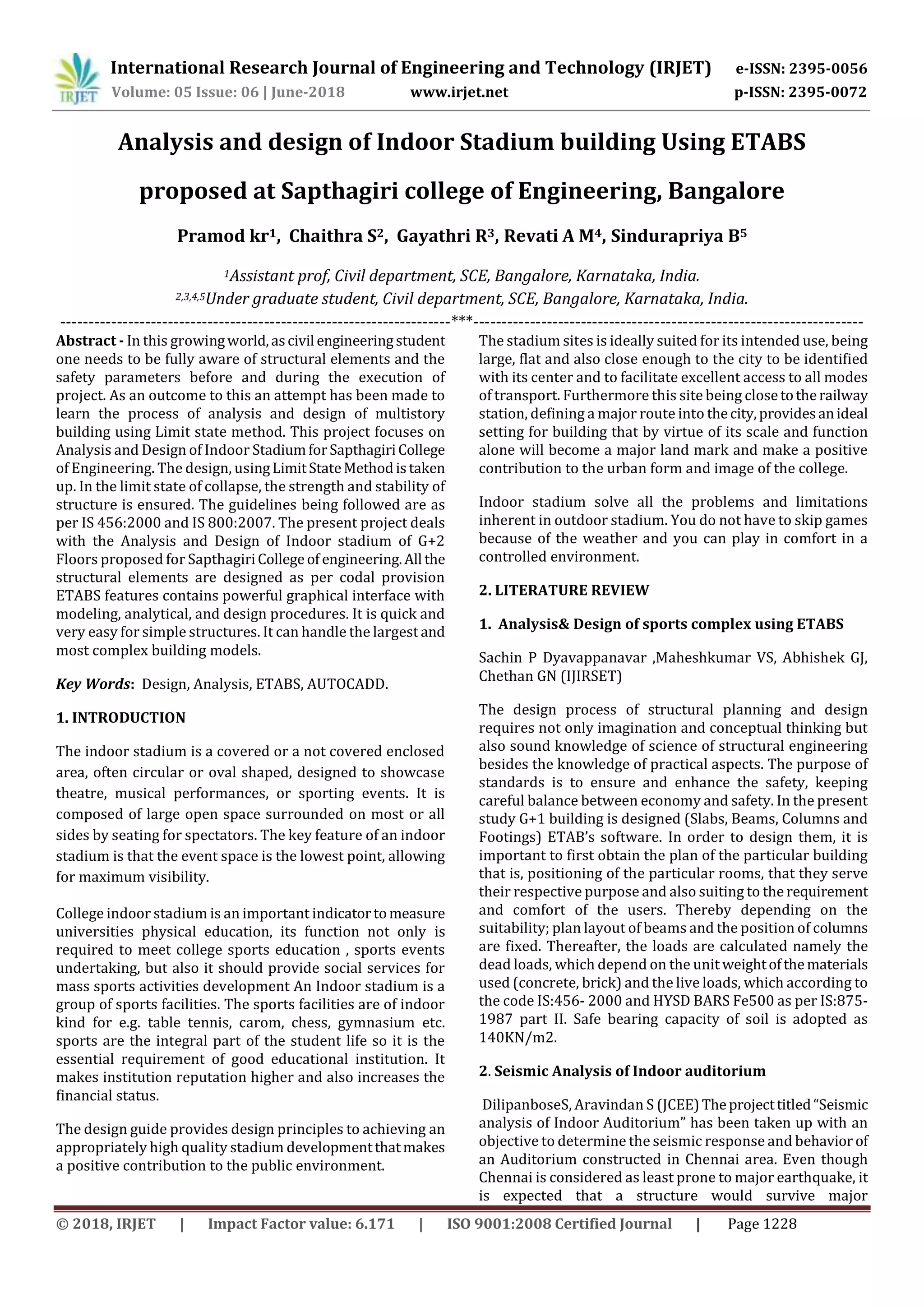 IRJET-Analysis and Design of Indoor Stadium Building using ETABS ...
