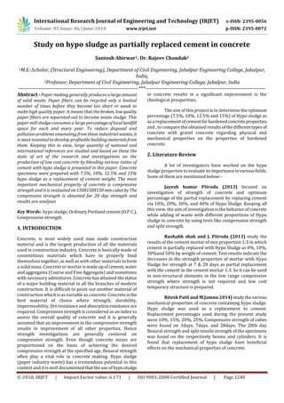 IRJET-Study on Hypo Sludge as Partially Replaced Cement in Concrete | PDF