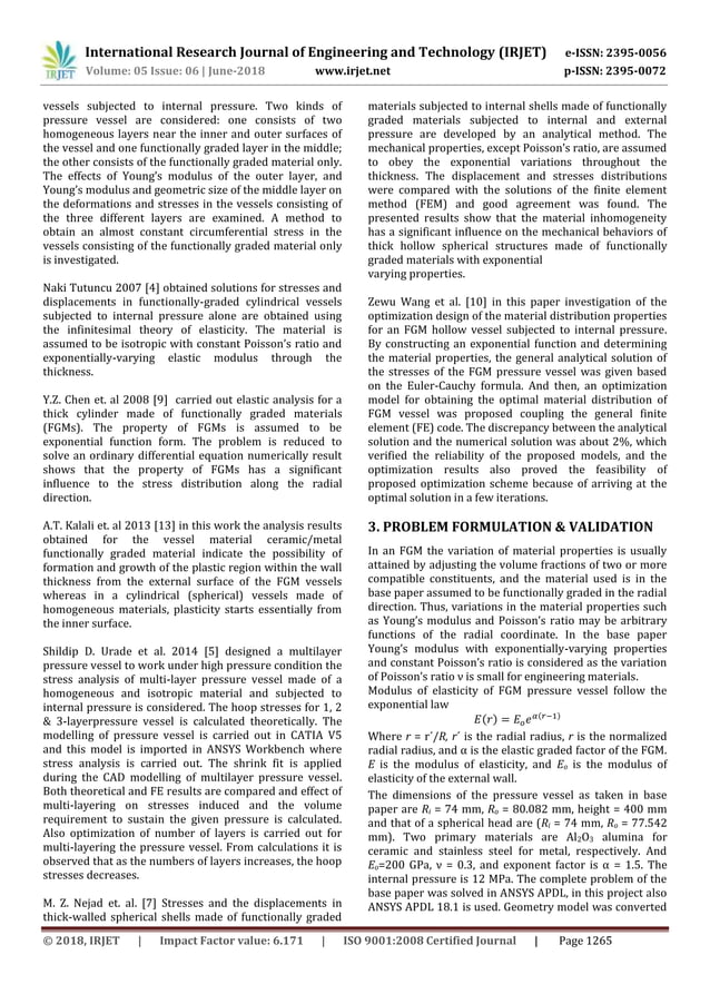 IRJET-Analysis of Functionally Graded Thick Walled Truncated Cone Pressure Vessel with ...