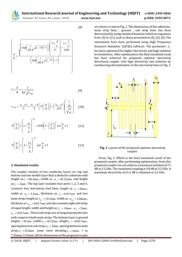 IRJET- Coplanar Microstrip Directional Coupler with High Isolation and Good Directivity | PDF
